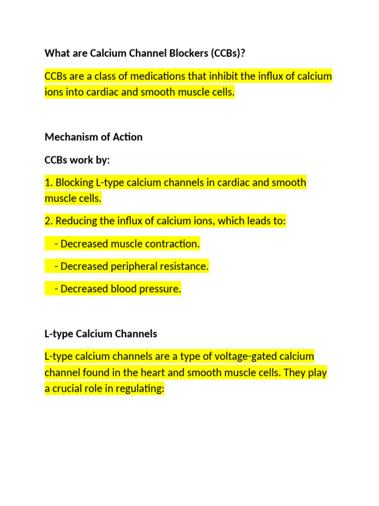 Understanding Calcium Channel Blockers | PDF | Medical Specialties ...