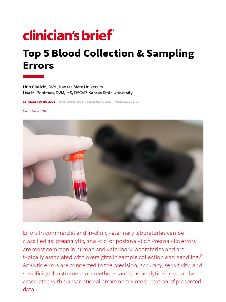 Common Blood Sampling Errors in Labs | PDF | Blood Plasma | Blood
