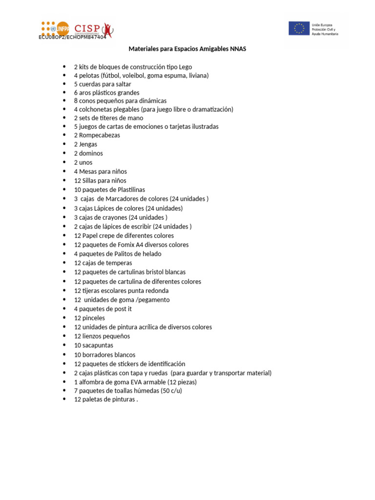 Materiales para Espacios Amigables NNAS | PDF