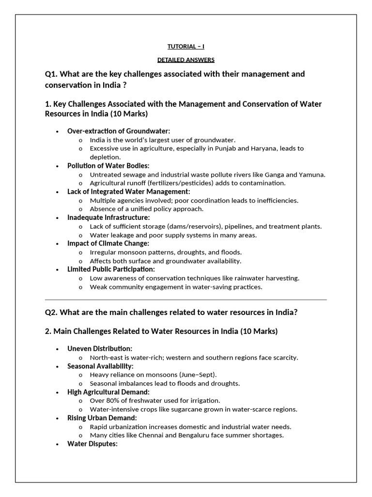 Assignment Water Management Answers | PDF | Water Conservation ...