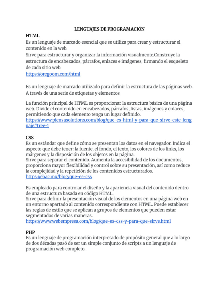 A2 - Lenguajes de Programación Web | PDF | HTML | Red mundial