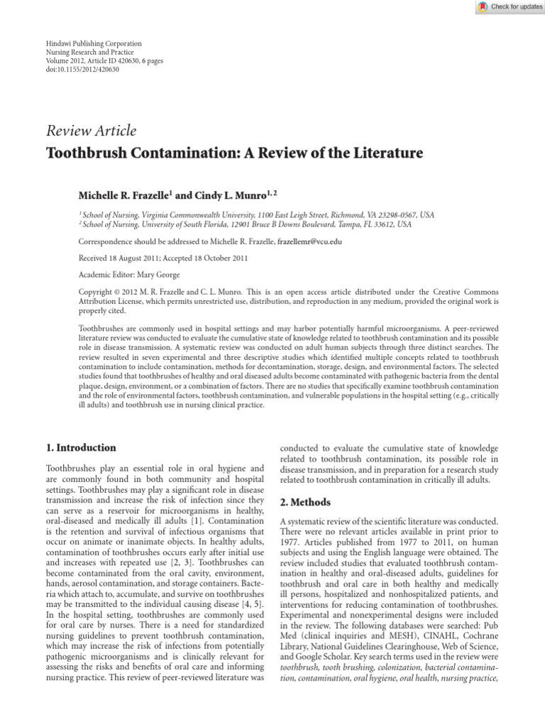 Nursing Research and Practice - 2012 - Frazelle - Toothbrush ...