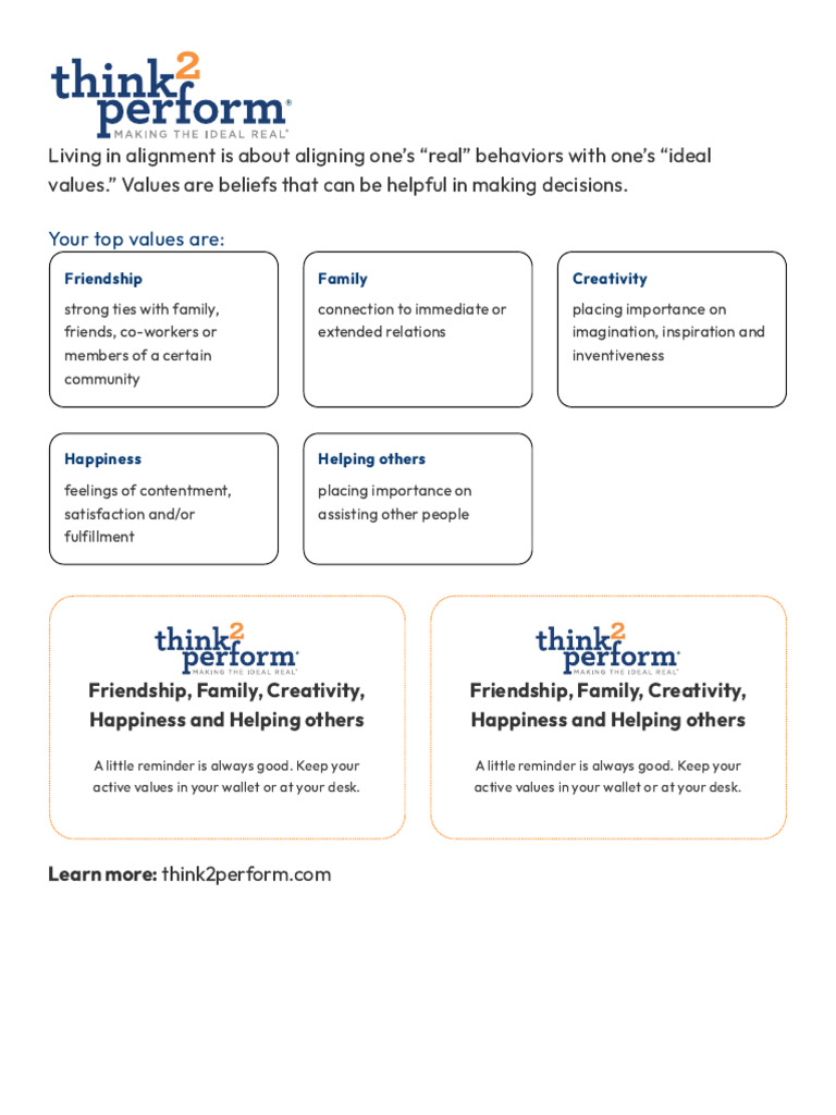 Aligning Values for a Fulfilling Life | PDF