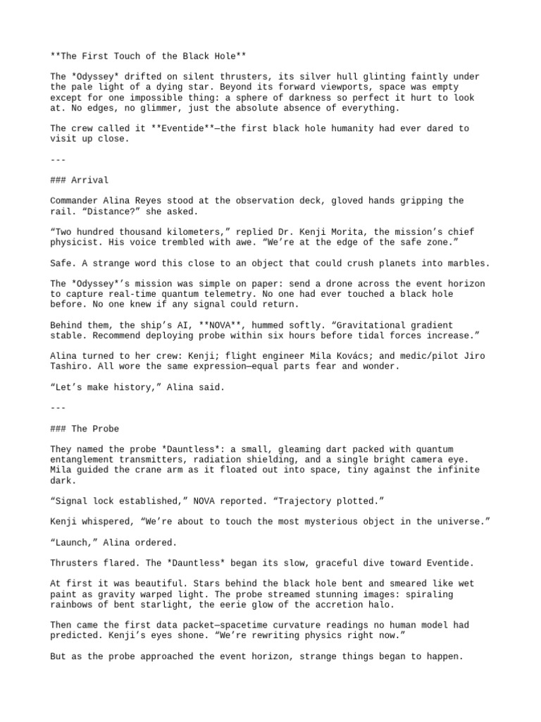 First Contact with a Black Hole | PDF | Black Hole | Event Horizon