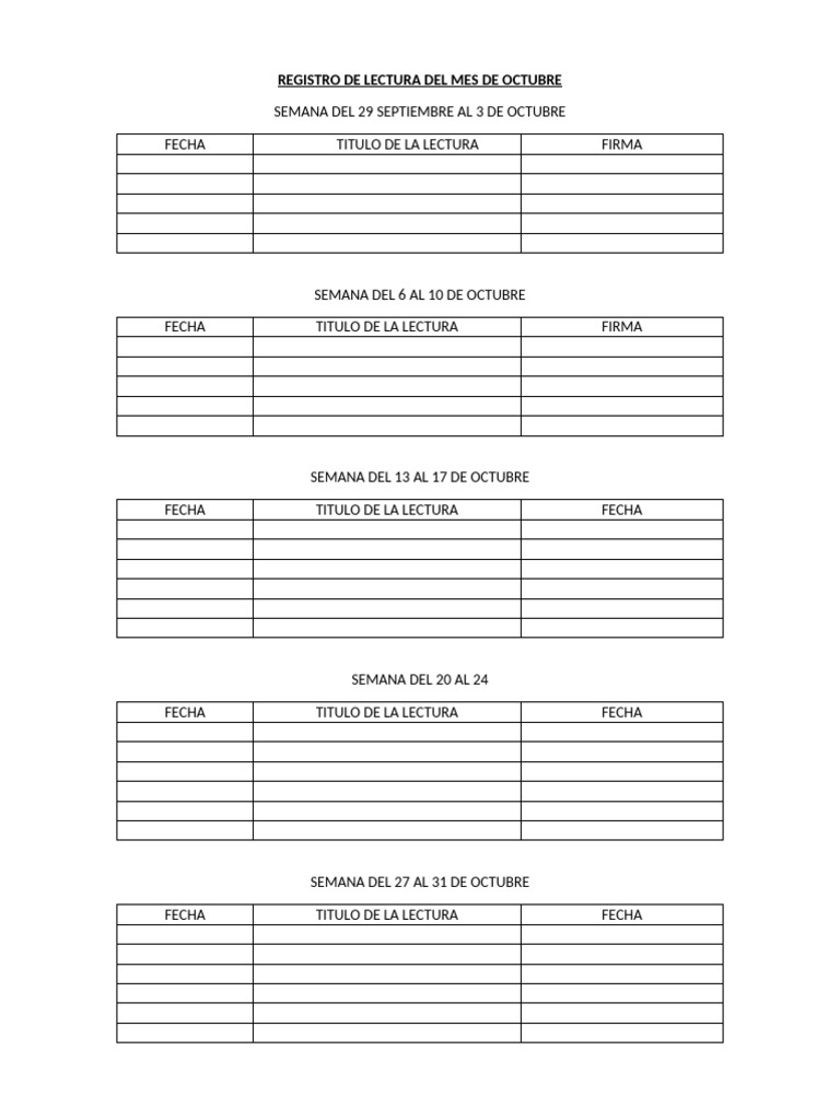Registro de Lectura | PDF