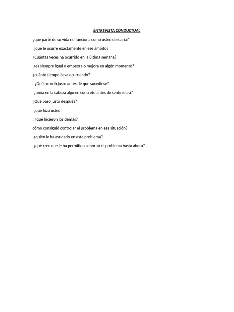 Preguntas Clave para Entrevista Conductual | PDF