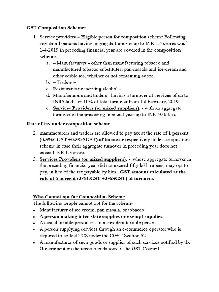 GST Composition Scheme Eligibility & Tax Rates | PDF