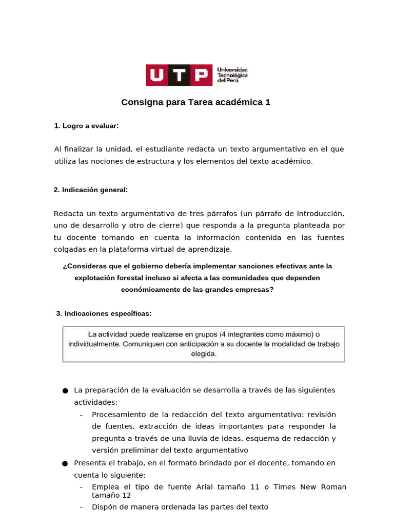 5 - CONSIGNA - Sanciones Efectivas Ante La Explotación Forestal - TA1 | PDF | Deforestación ...
