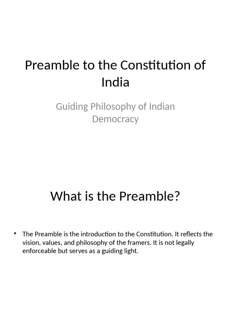Indian Preamble Presentation | PDF