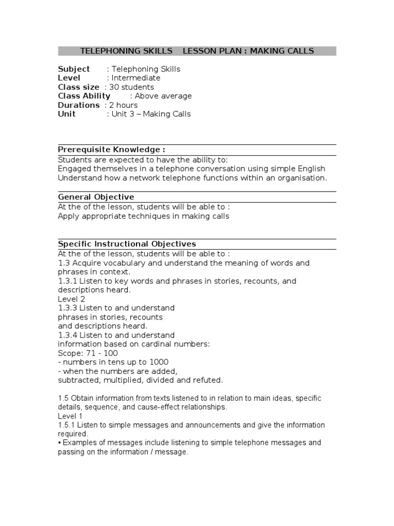 Lesson Telephoning Skills2 | PDF | Conversation | Information