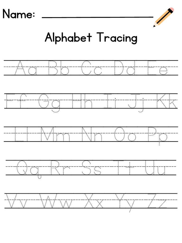 Black & White Alphabet Tracing Worksheet | PDF
