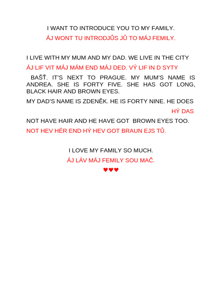 Introducing My Family | PDF