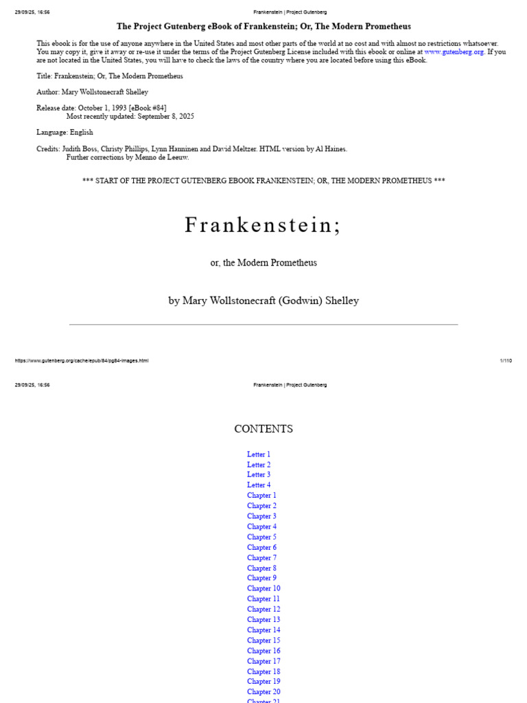 Frankenstein - Project Gutenberg | PDF | Frankenstein