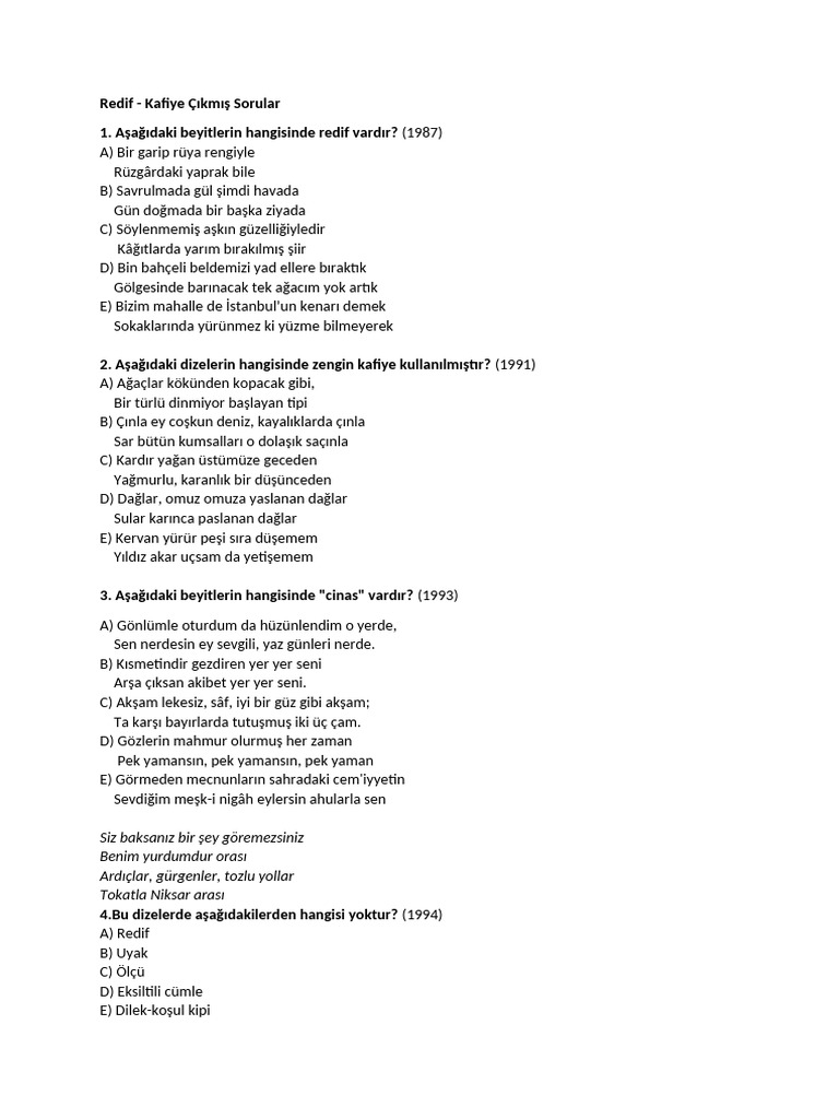 Redif Ve Kafiye Çıkmışlar | PDF