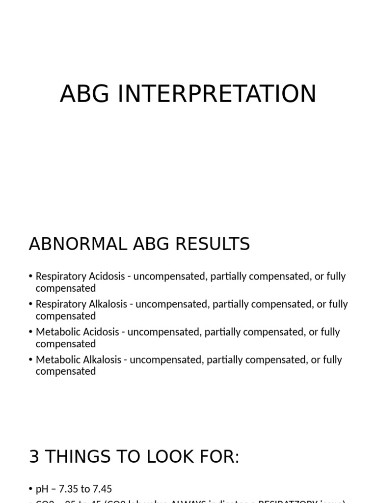 Abg Interpretation | PDF | Medical Emergencies | Metabolism