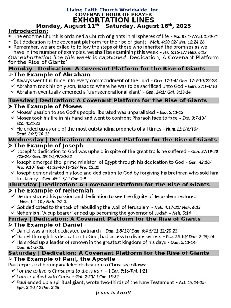 Chop Exhortation Line - 11.08.2025 | PDF | Book Of Genesis | Paul The ...