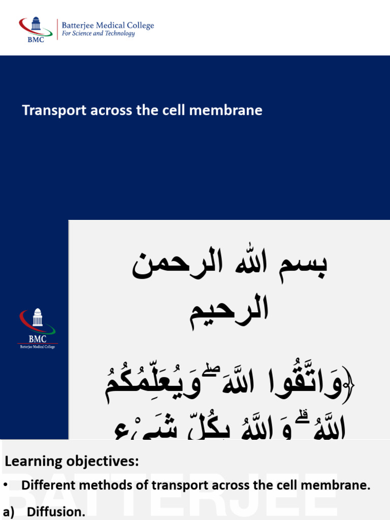 03 Transport Across The Cell Membrane | PDF | Osmosis | Cell Membrane