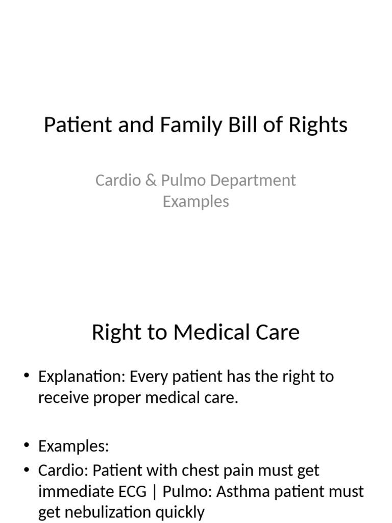 Patient and Family Bill of Rights Cardio Pulmo | PDF | Cardiology | Lung