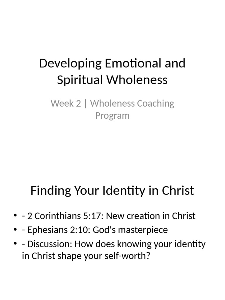 Developing Emotional and Spiritual Wholeness | PDF