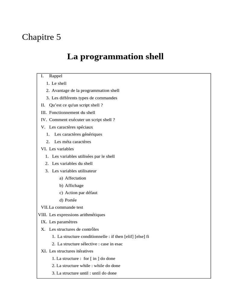Programmation Shell | PDF | Variable (informatique) | Programmation ...