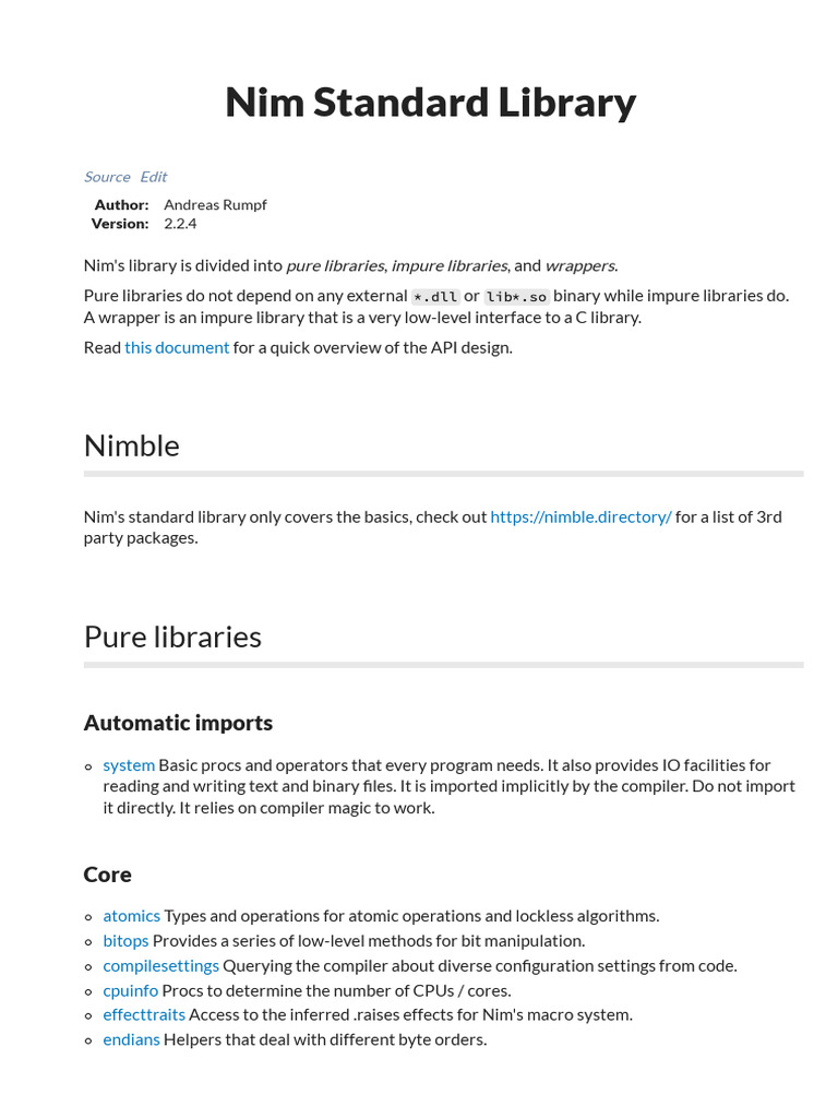 Overview of Nim Standard Library | PDF | Parsing | String (Computer ...
