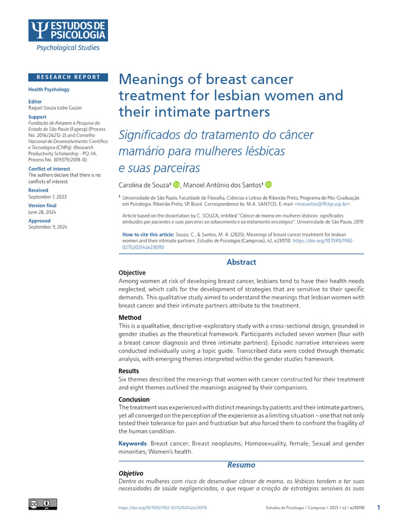 Meanings of Breast Cancer Treatment For Lesbian Women and Their ...
