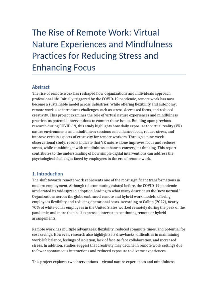 Rise of Remote Work Expanded Report | PDF | Mindfulness | Creativity