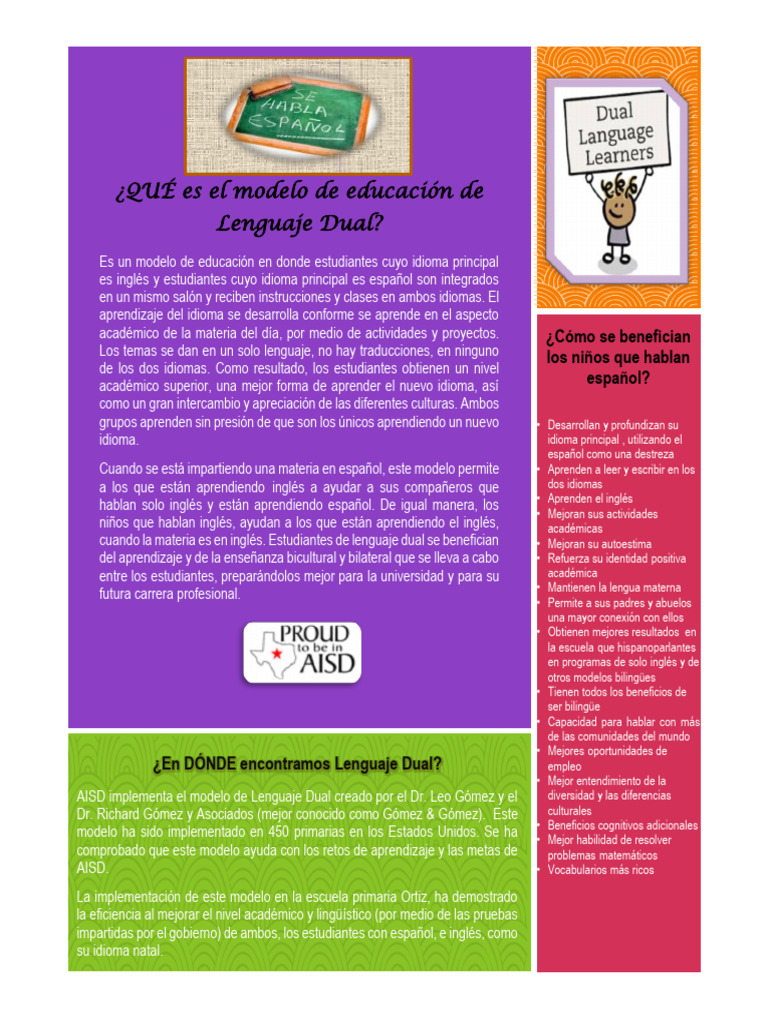 Dual Language Program Flyer in Spanish | PDF | Multilingüismo | Lengua ...