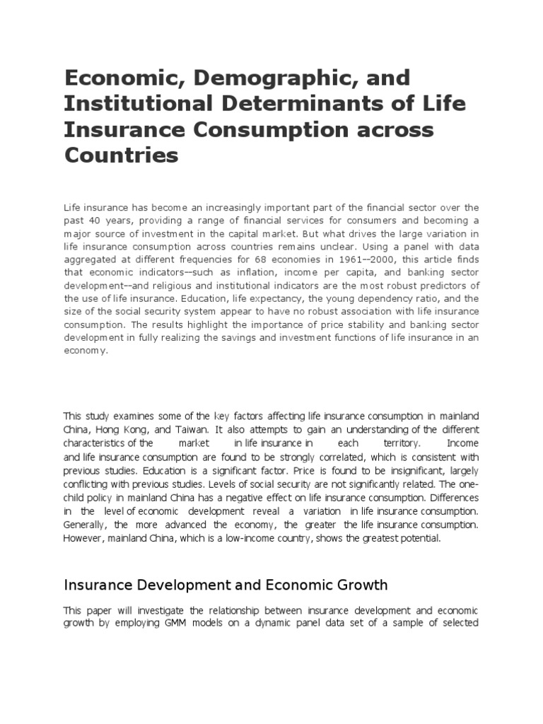 Economic, Demographic, and Institutional Determinants of Life Insurance ...