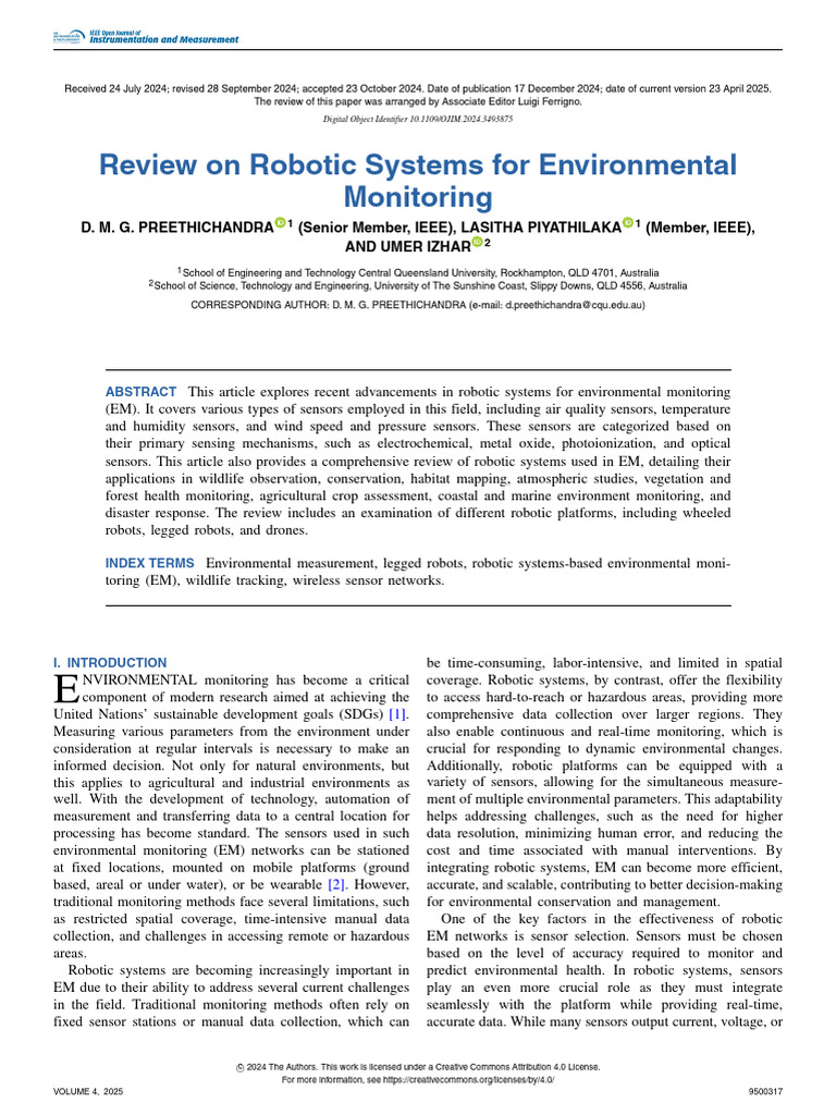 Robotic Systems for Environmental Monitoring | PDF | Sensor | Unmanned ...