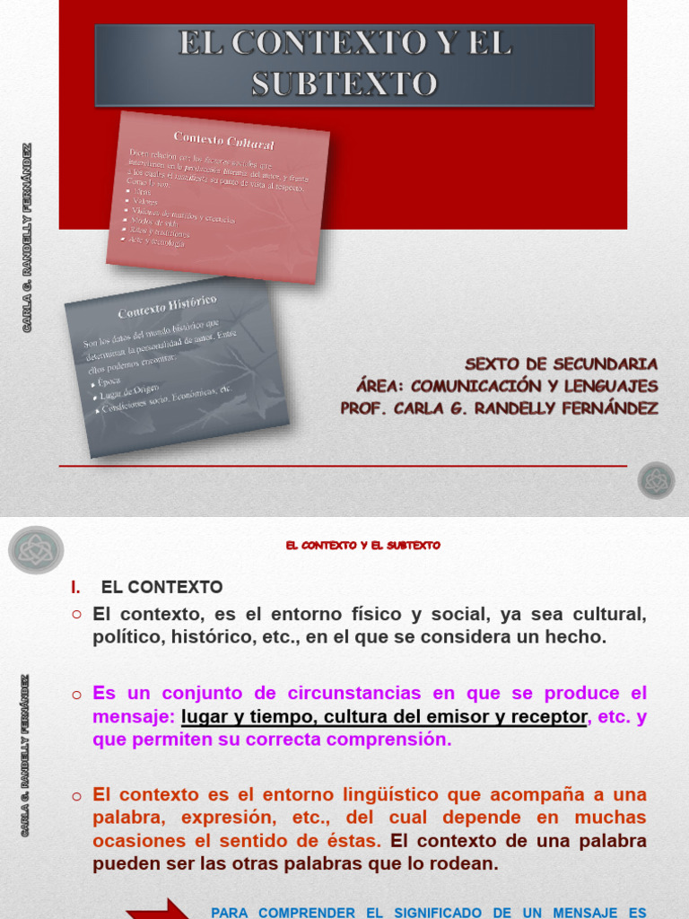 Tema 2 El Contexto y El Subtexto | PDF | Comunicación humana ...