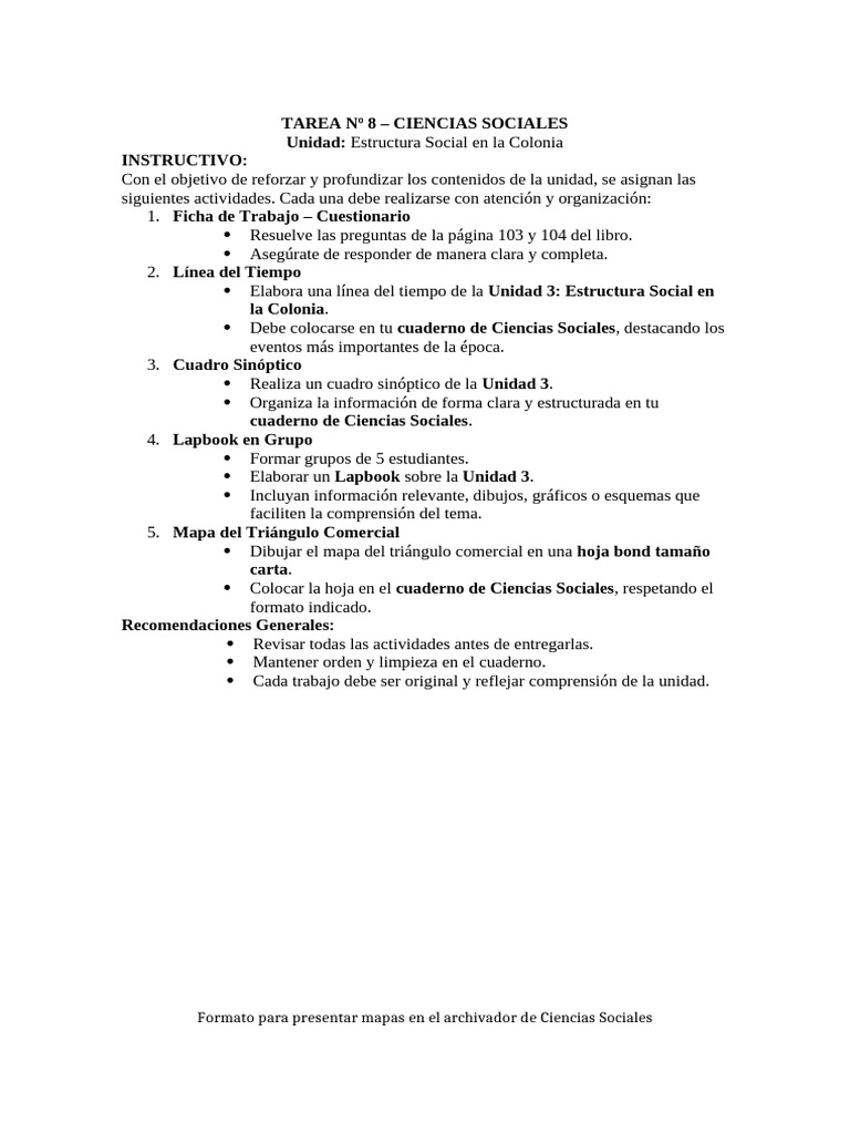 TAREA #8 - Estructura de La Sociedad Colonial | PDF