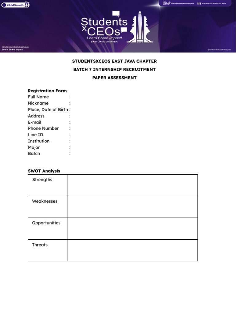 (Make A Copy) Paper Assesment Studentsxceos East Java Batch 7 | PDF