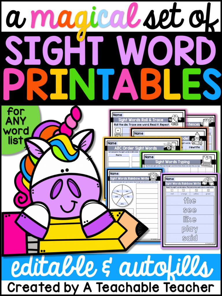Sight Word: Editable & Autofills | PDF | Consonant