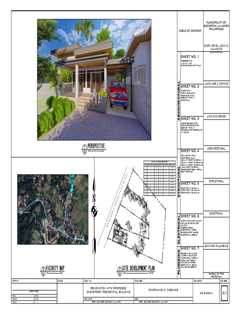 One-Storey Residential Building Plans | PDF | Civil Engineering ...