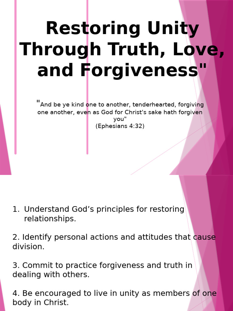 Restoring Unity Through Truth Love and Forgiveness | PDF | Forgiveness ...