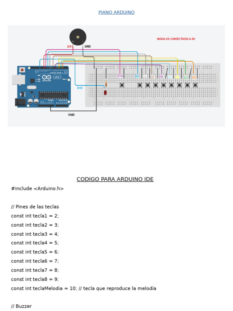 Código de Piano con Arduino IDE | PDF | Elementos de la música