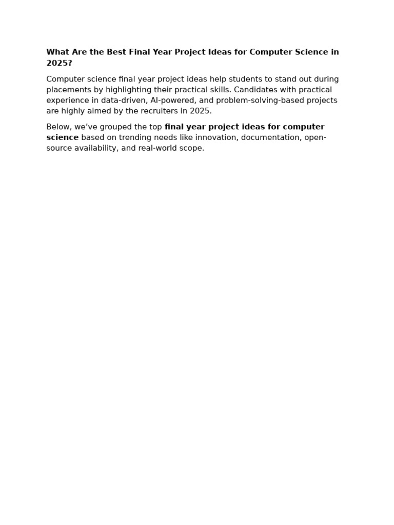 Top Computer Science Projects for 2025 | PDF
