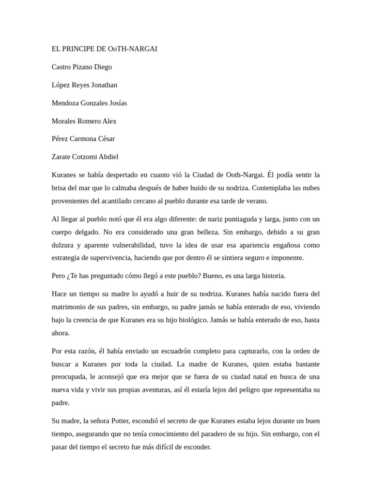 Kuranes: El Príncipe de Ooth-Nargai | PDF