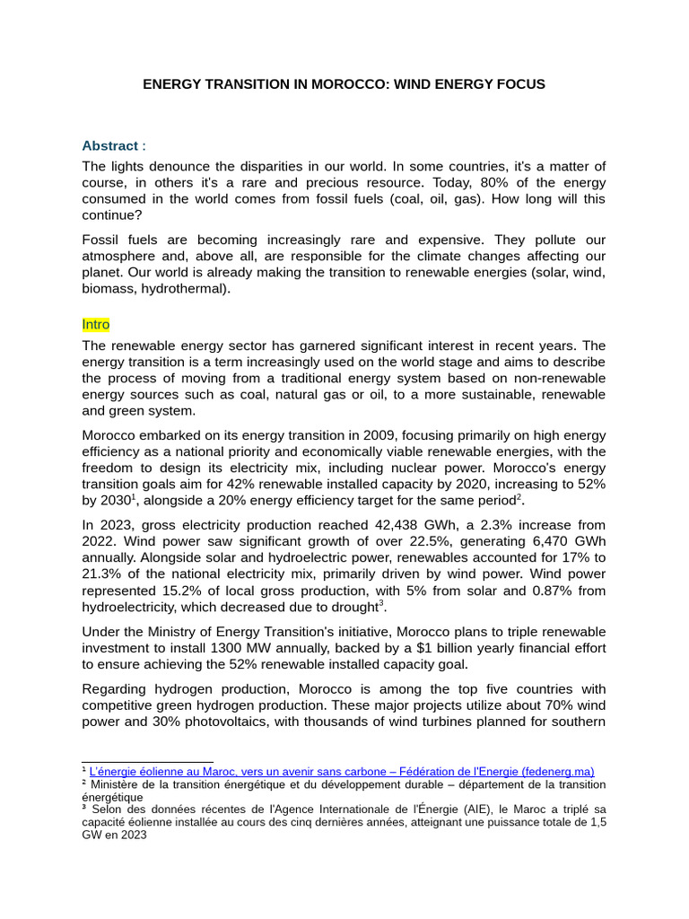 2024-04-18 - Energy Transition in Morocco - Wind Energy Focus | PDF ...
