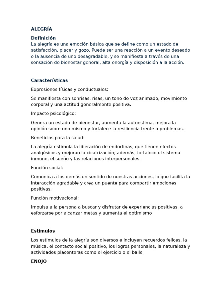 Emociones humanas: definición y características | PDF | Las emociones ...