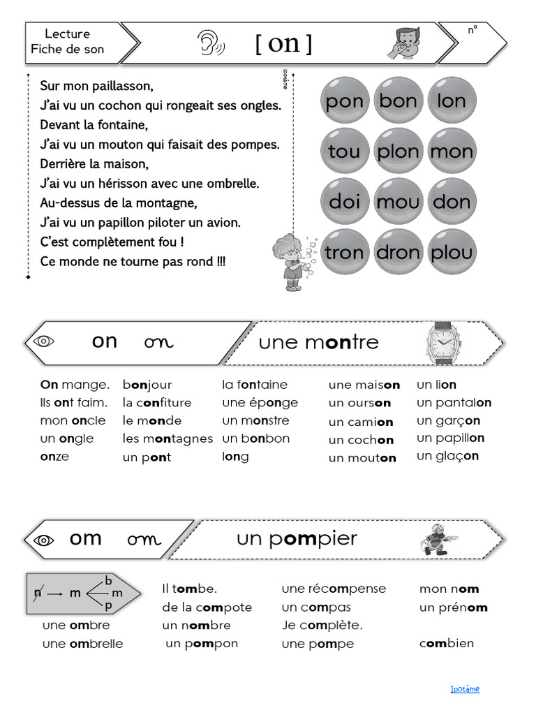 Lecture ludique des sons "on" | PDF