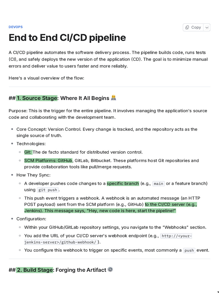 End To End CI - CD Pipeline - Untitled | PDF | Version Control ...