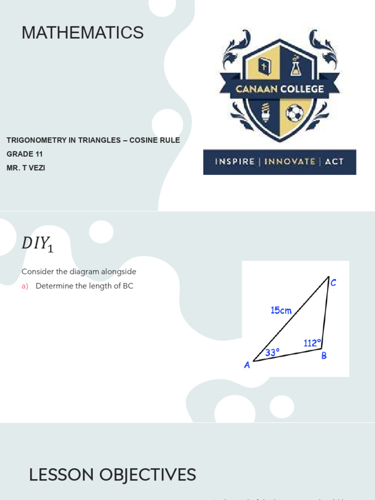 Cosine Rule in Triangles Explained | PDF