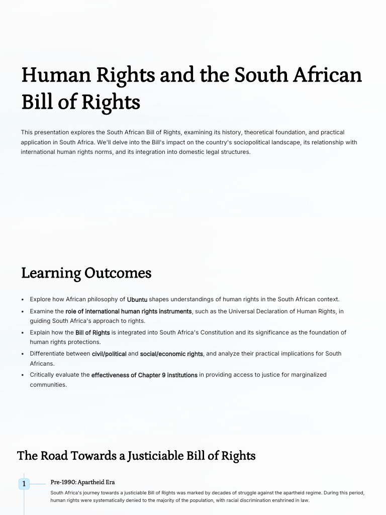 Unit 3 Human Rights and The South African Bill of Rights | PDF | Human ...