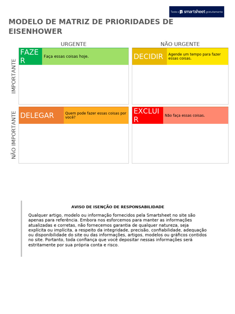 Modelo de Matriz de Prioridades Eisenhower | PDF