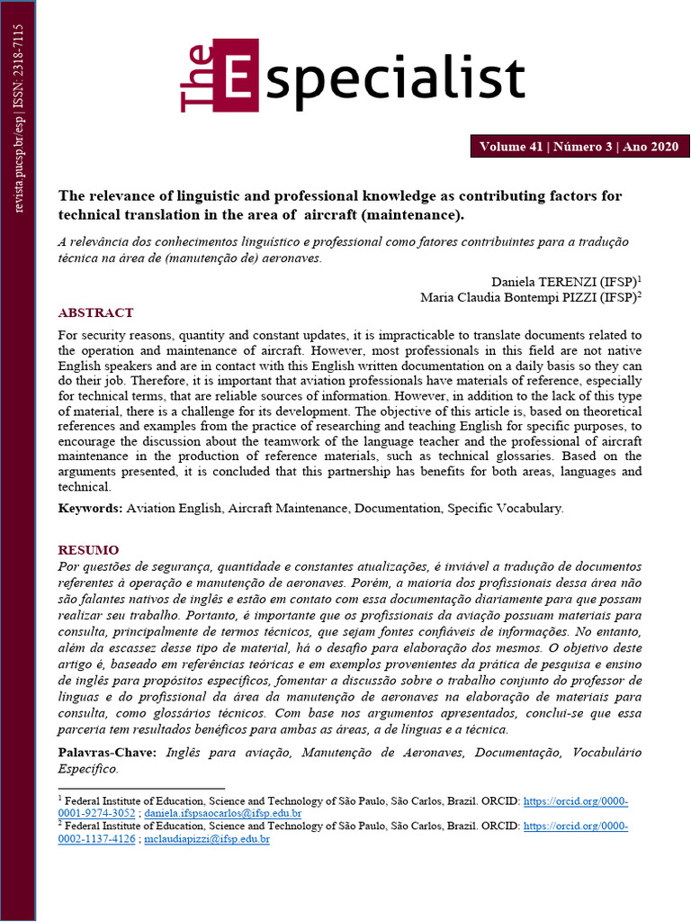 The Relevance of Linguistic and Professional Knowledge As Contributing ...