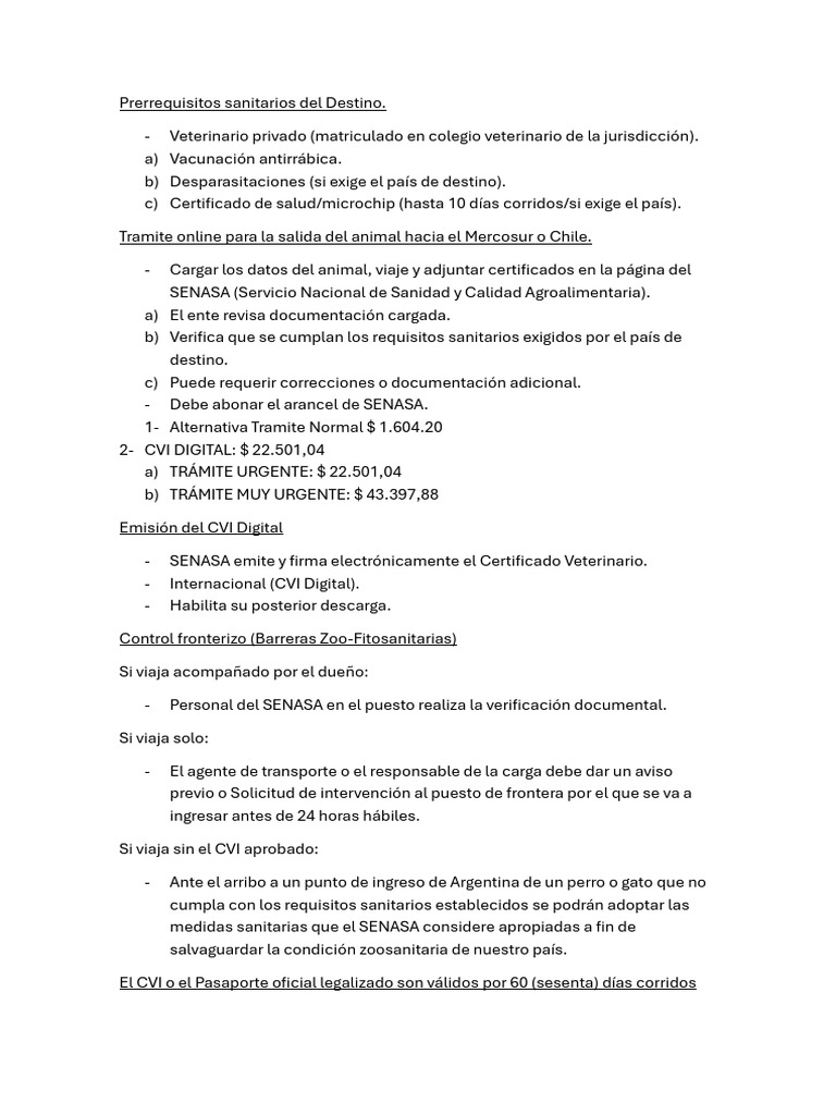 Requisitos para CVI Digital SENASA | PDF | Pasaporte