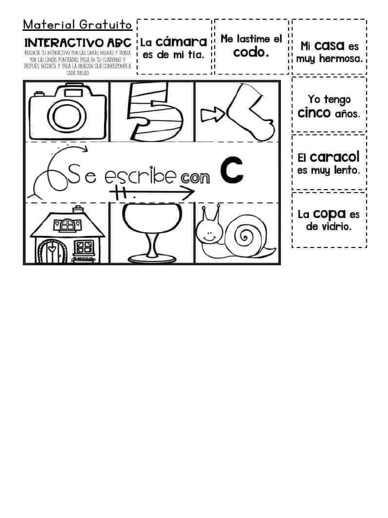 Abecedario Oraciones Recortar y Pegar | PDF