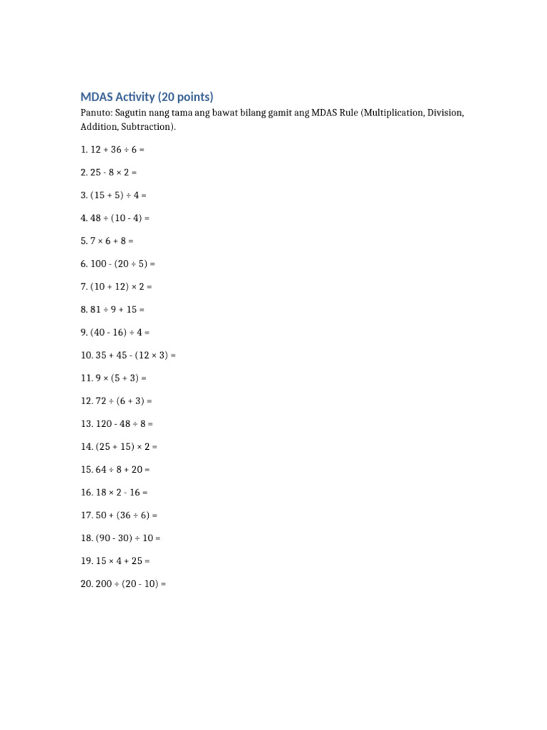 MDAS Activity | PDF